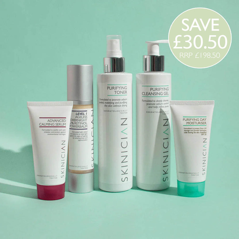 5 piece - Facial Kit for Acne Prone Skin - Acne Bundle – SKINICIAN